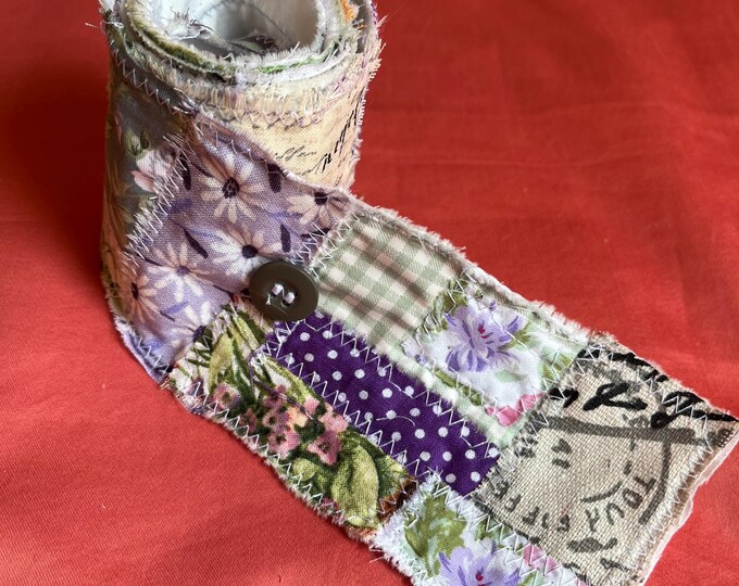 3" X 40" Fabric Snippet Roll Collage -- Lavender and Green in Paris ...