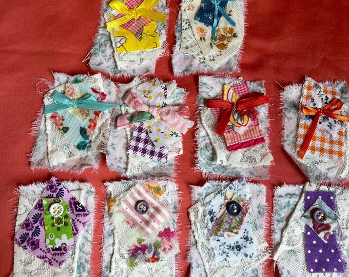 Set of TEN 2 X 3 Fabric Snippet Clusters Colorful Floral Prints, 4 ...