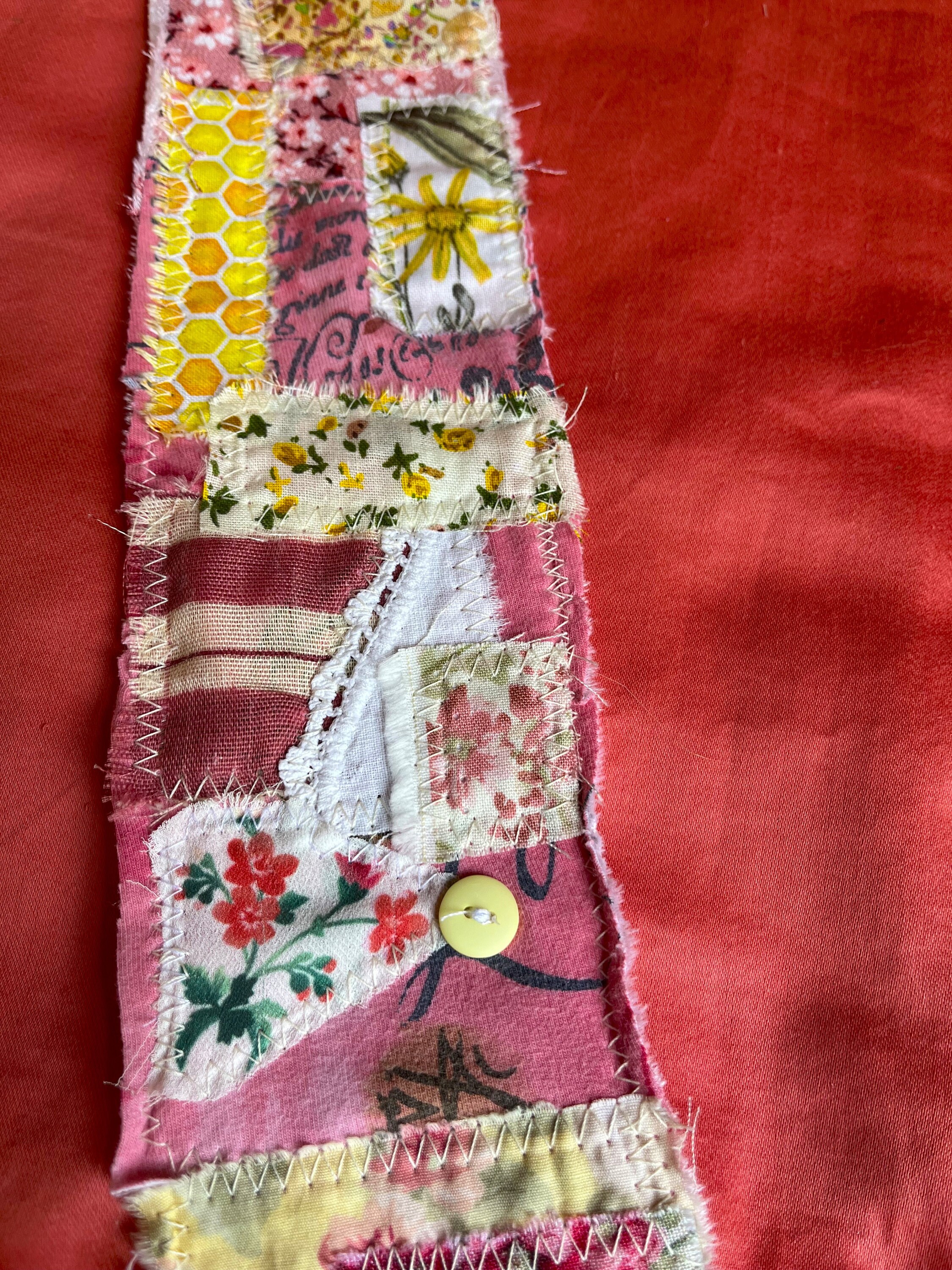 3 X 40 Fabric Snippet Roll Collage Yellow and Teaberry Pink With White ...