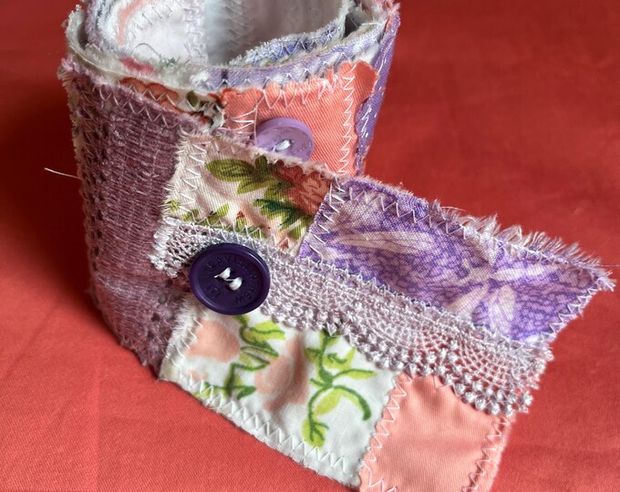 3" X 40" Fabric Snippet Roll Collage-- Yellow and Teaberry Pink With ...