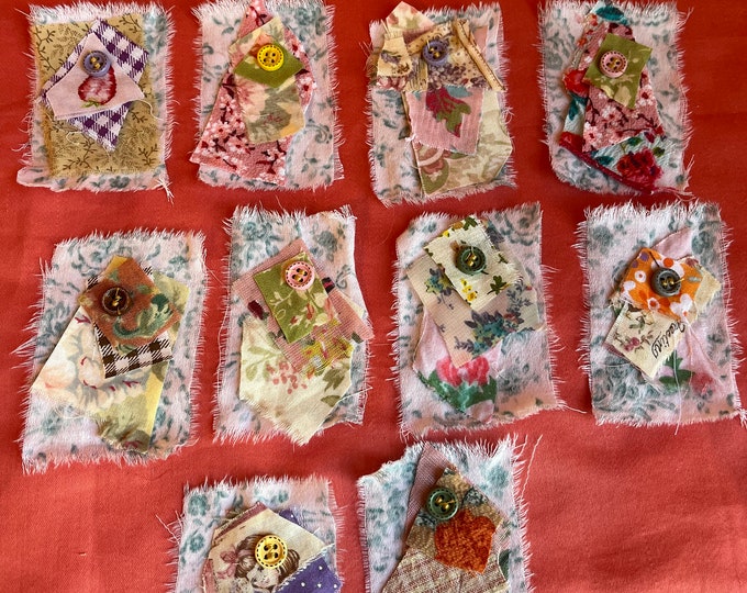 Set of TEN 2" X 3" Fabric Snippet Clusters - Colorful Floral Prints, 4 ...