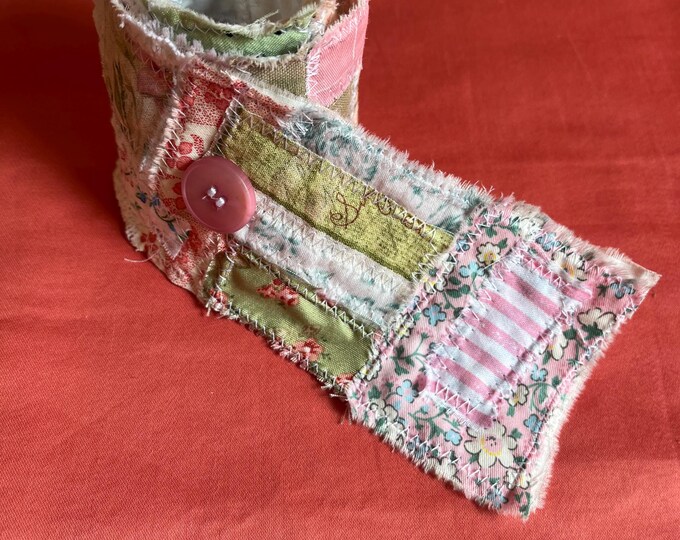 3" X 40" Fabric Snippet Roll Collage -- Spring Flora and Fauna, Blue ...