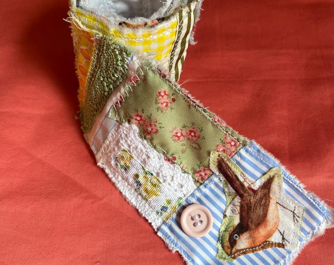 3" X 40" Fabric Snippet Roll Collage -- Spring Flora and Fauna, Blue ...