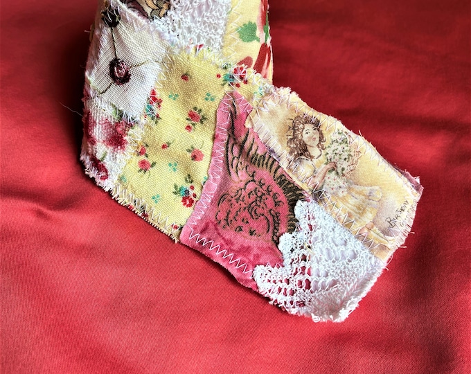 3" X 40" Fabric Snippet Roll Collage-- Lavender, Beige, Paris, Buttons ...