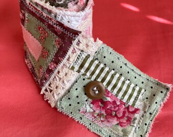 3" X 40" Fabric Snippet Roll Collage-- Paris, Florals, Stripes, White ...