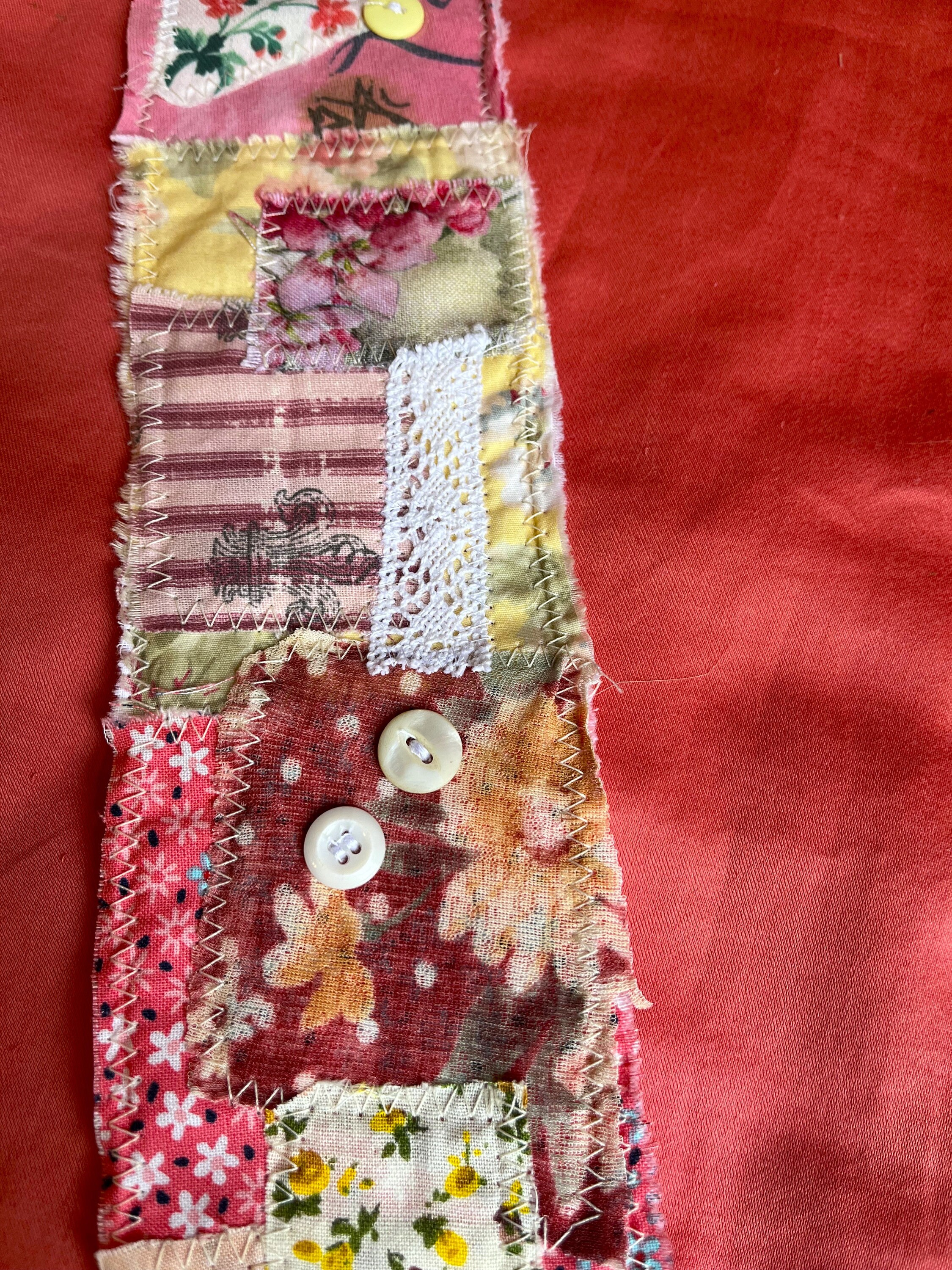 3 X 40 Fabric Snippet Roll Collage Yellow and Teaberry Pink With White ...