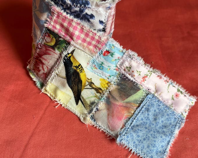 3" X 40" Fabric Snippet Roll Collage -- Colorful Blue, Yellow, Pink ...