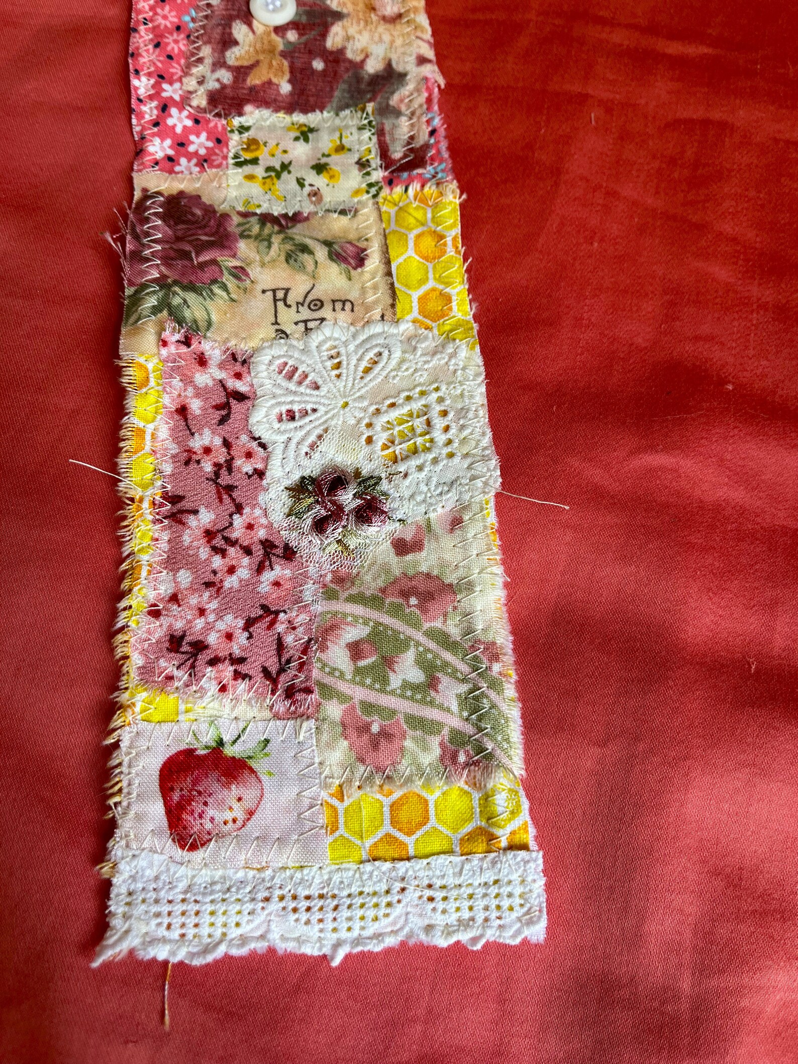 3 X 40 Fabric Snippet Roll Collage Yellow and Teaberry Pink With White ...