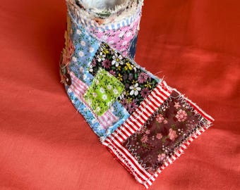 3" X 40" Fabric Snippet Roll Collage-- Paris, Florals, Stripes, White ...