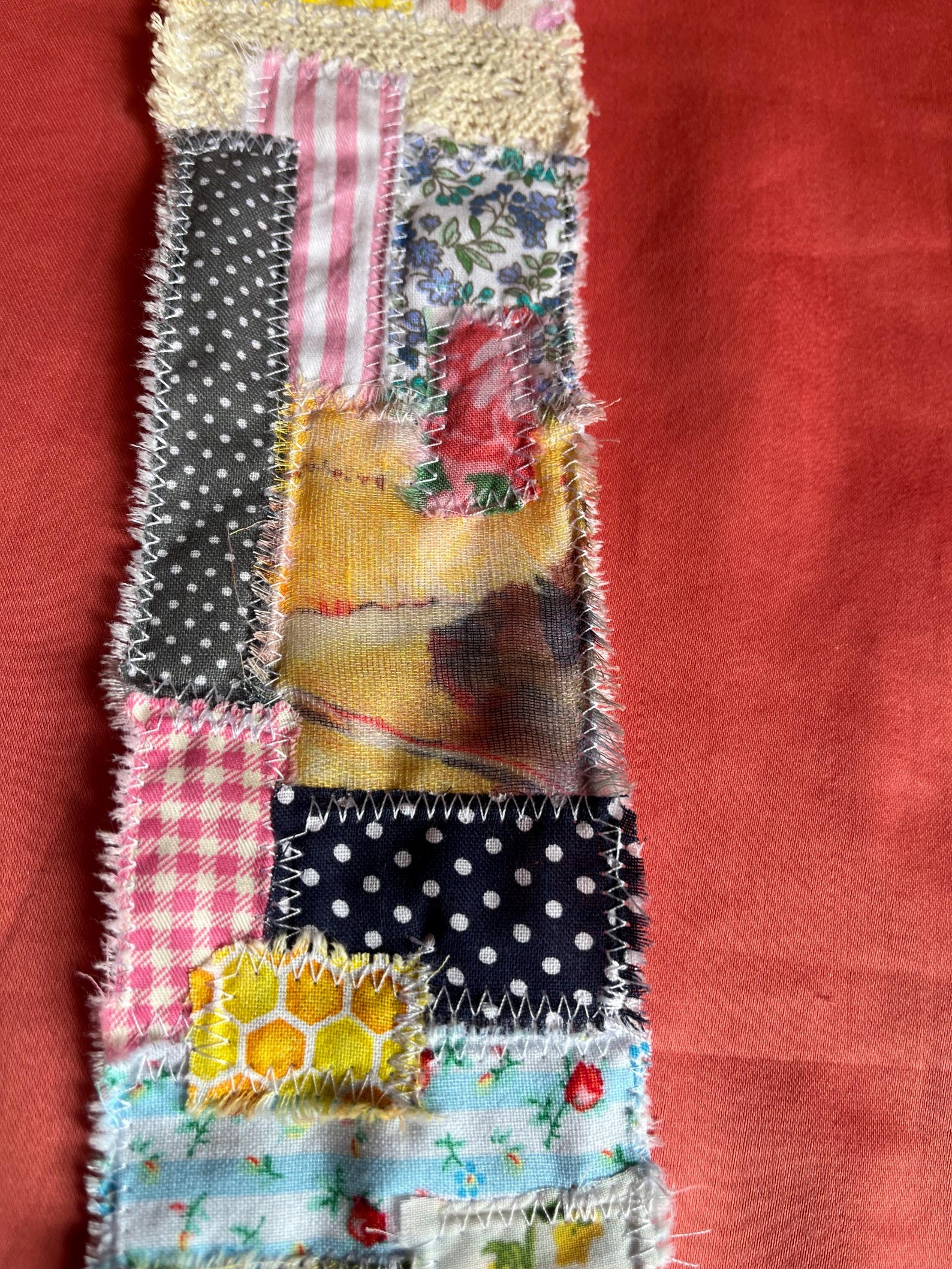 3" X 40" Fabric Snippet Roll Collage -- Colorful Blue, Yellow, Pink ...