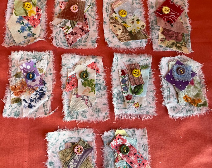 Set of TEN 2" X 3" Fabric Snippet Clusters - Colorful Floral Prints, 4 ...