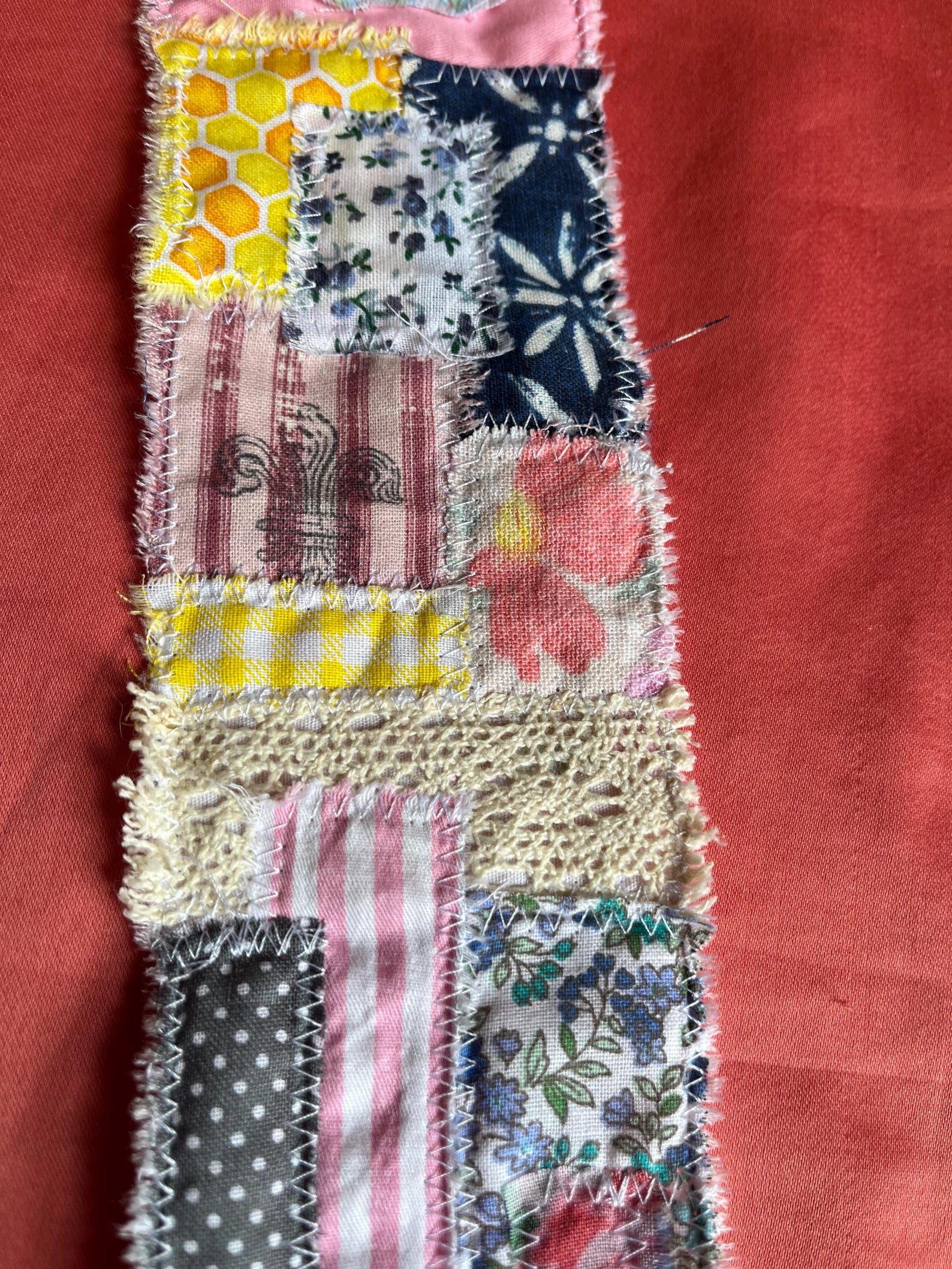 3" X 40" Fabric Snippet Roll Collage -- Colorful Blue, Yellow, Pink ...