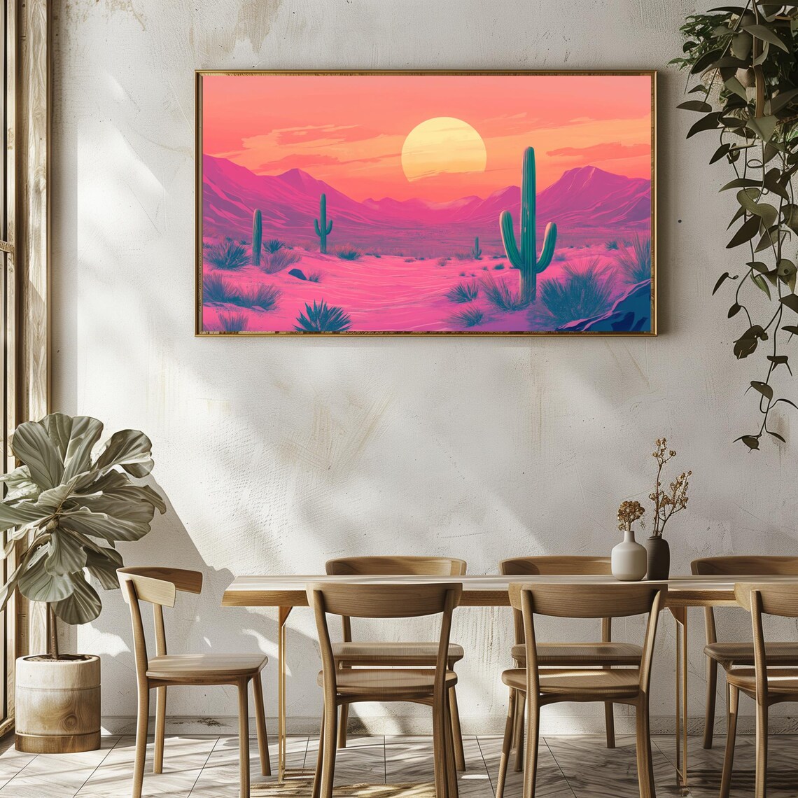 Digital Art, Painting of A Sunset in the Desert, Scenic Sonoran Desert ...