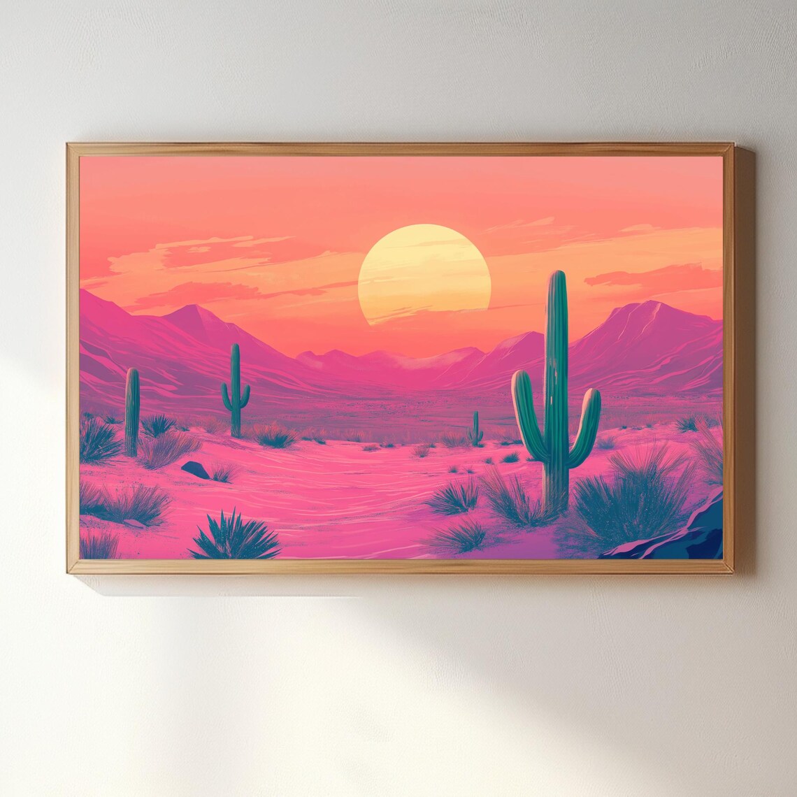 Digital Art, Painting of A Sunset in the Desert, Scenic Sonoran Desert ...