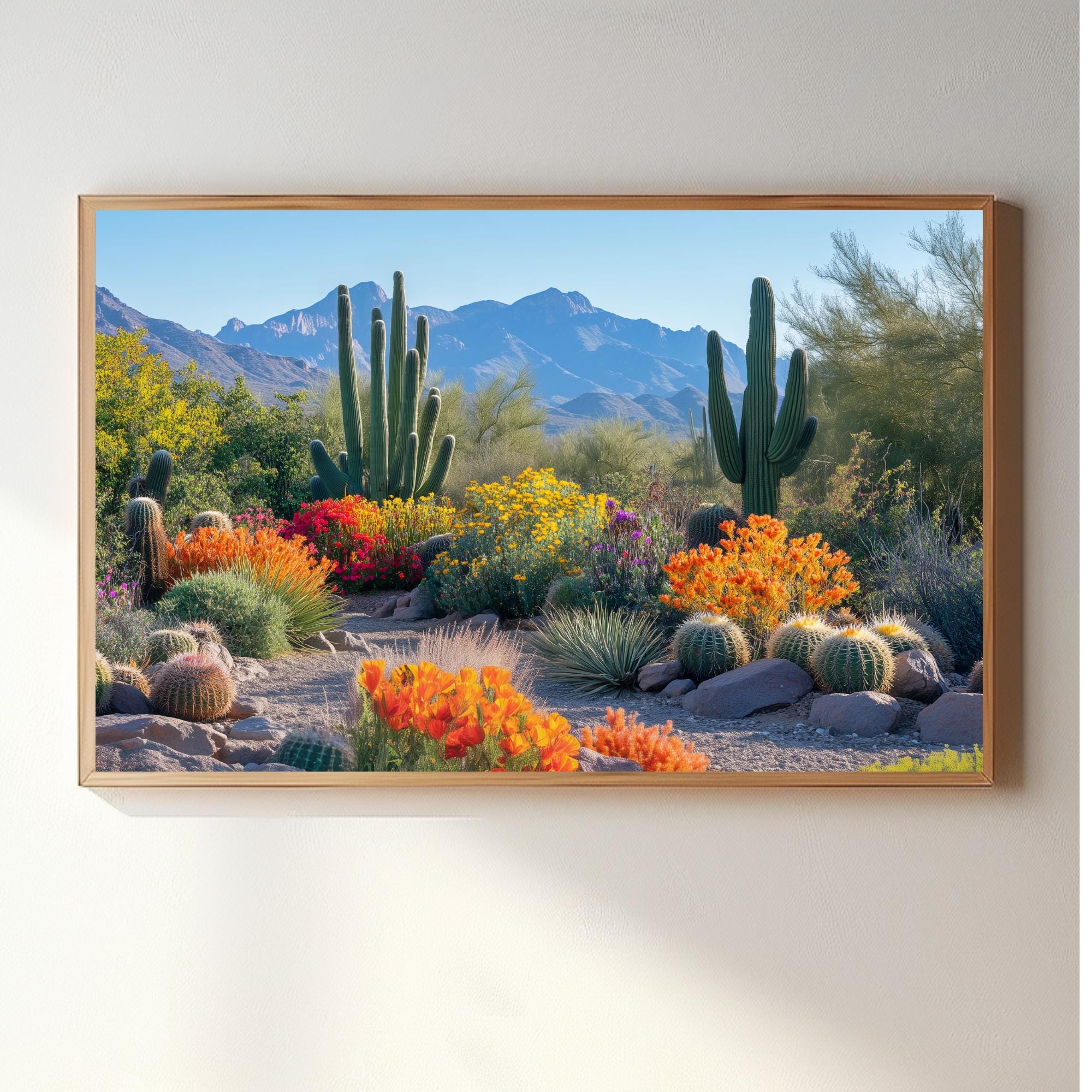 Digital Art, Flowery Desert Vista, Colorful Desert Flowers, Southwest ...