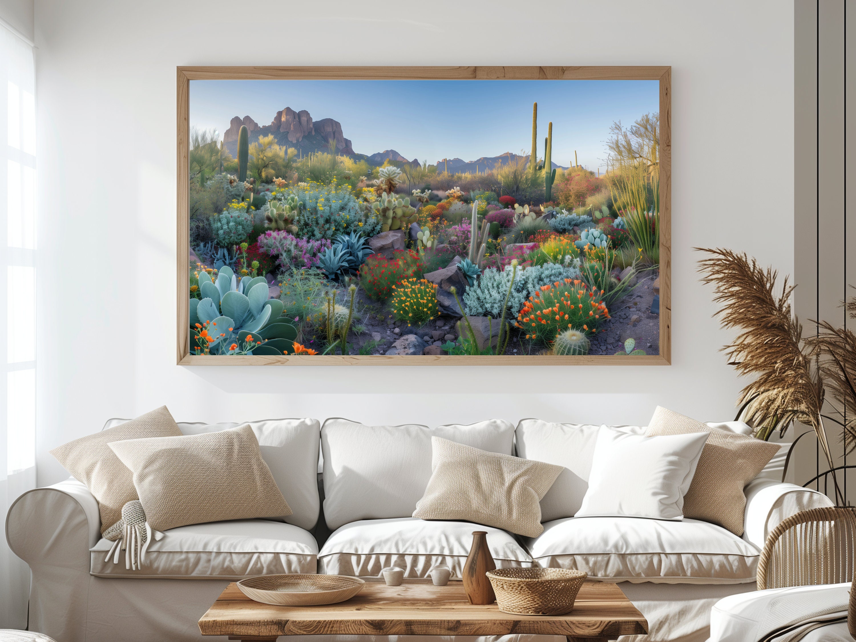 Digital Art, Colorful and Vibrant Desert Landscape, Desert Flowers ...