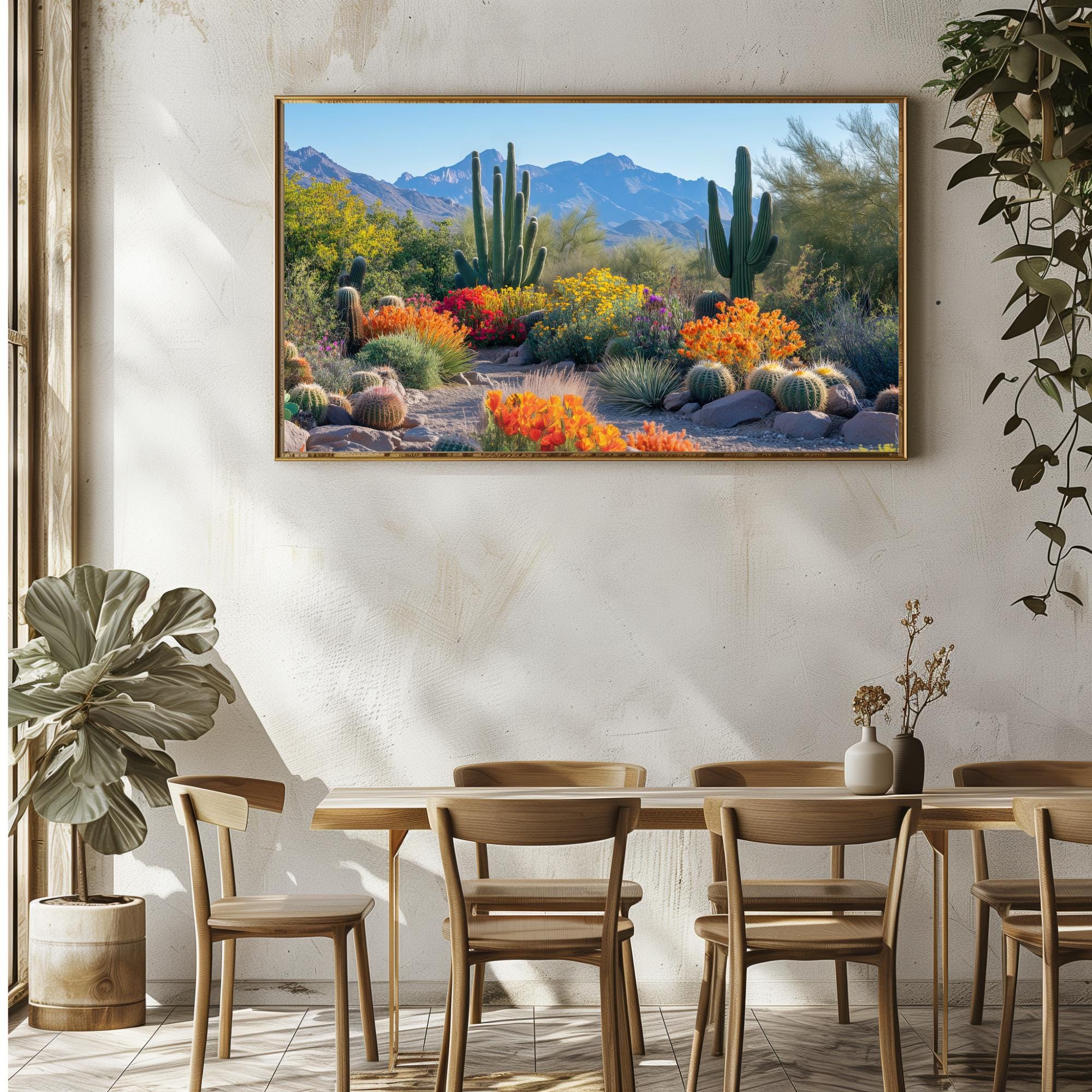 Digital Art, Flowery Desert Vista, Colorful Desert Flowers, Southwest Desert Art, Sonoran Desert ...