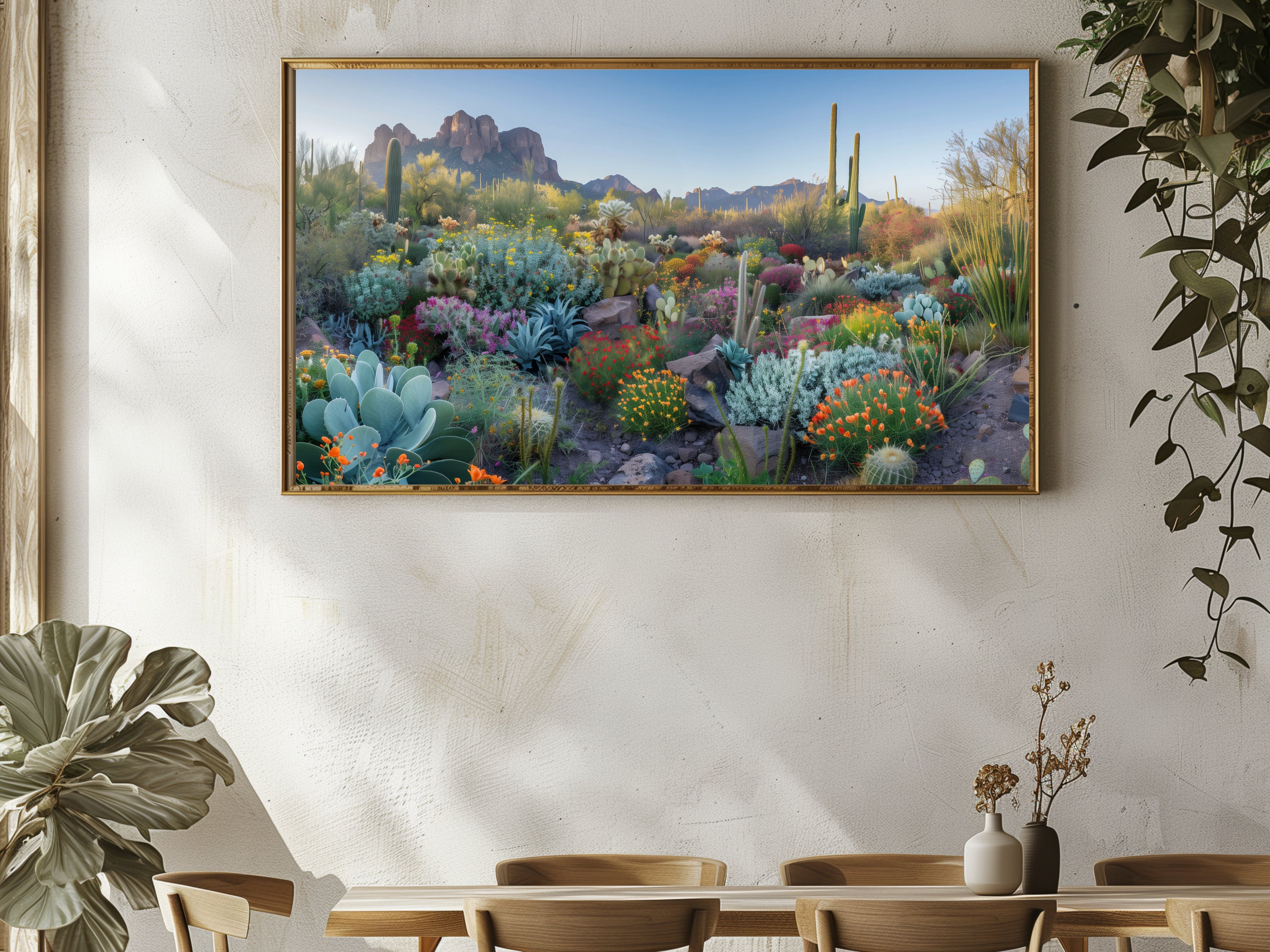 Digital Art, Colorful and Vibrant Desert Landscape, Desert Flowers ...