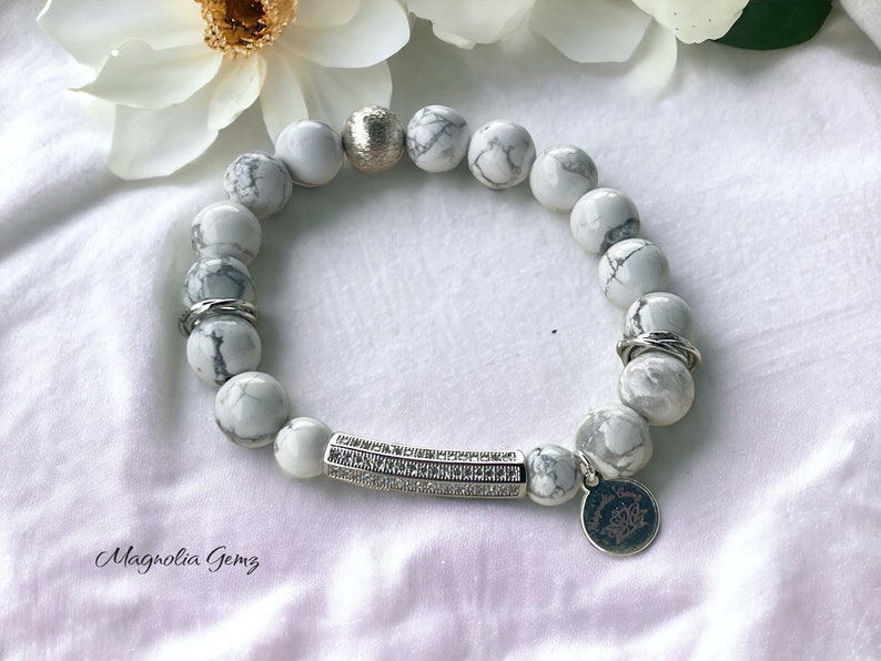 White Howlite With Silver Accent - Etsy