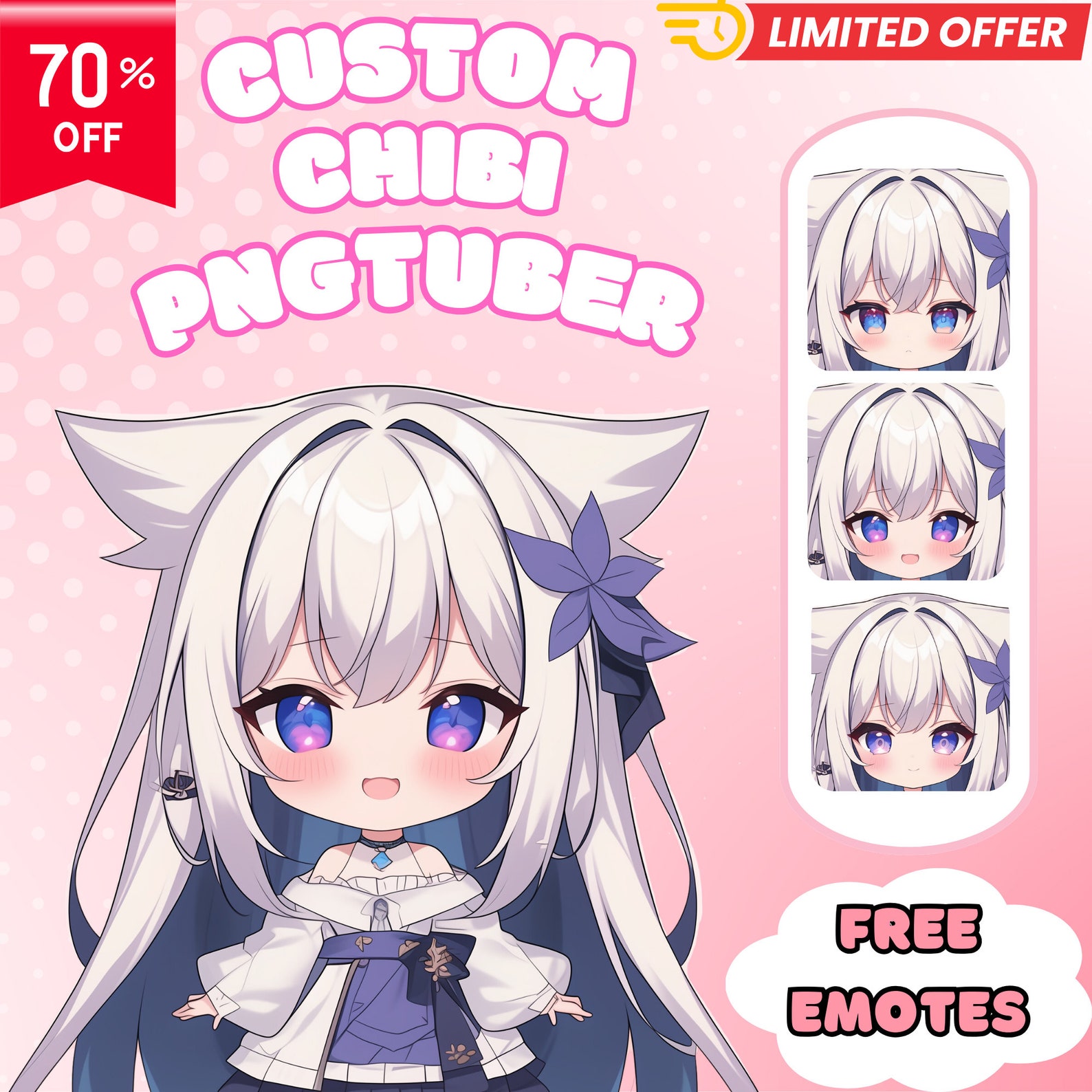CUSTOM CHIBI PNGTUBER, Cute Chibi Pngtuber, Chibi Pngtuber Model, Chibi ...