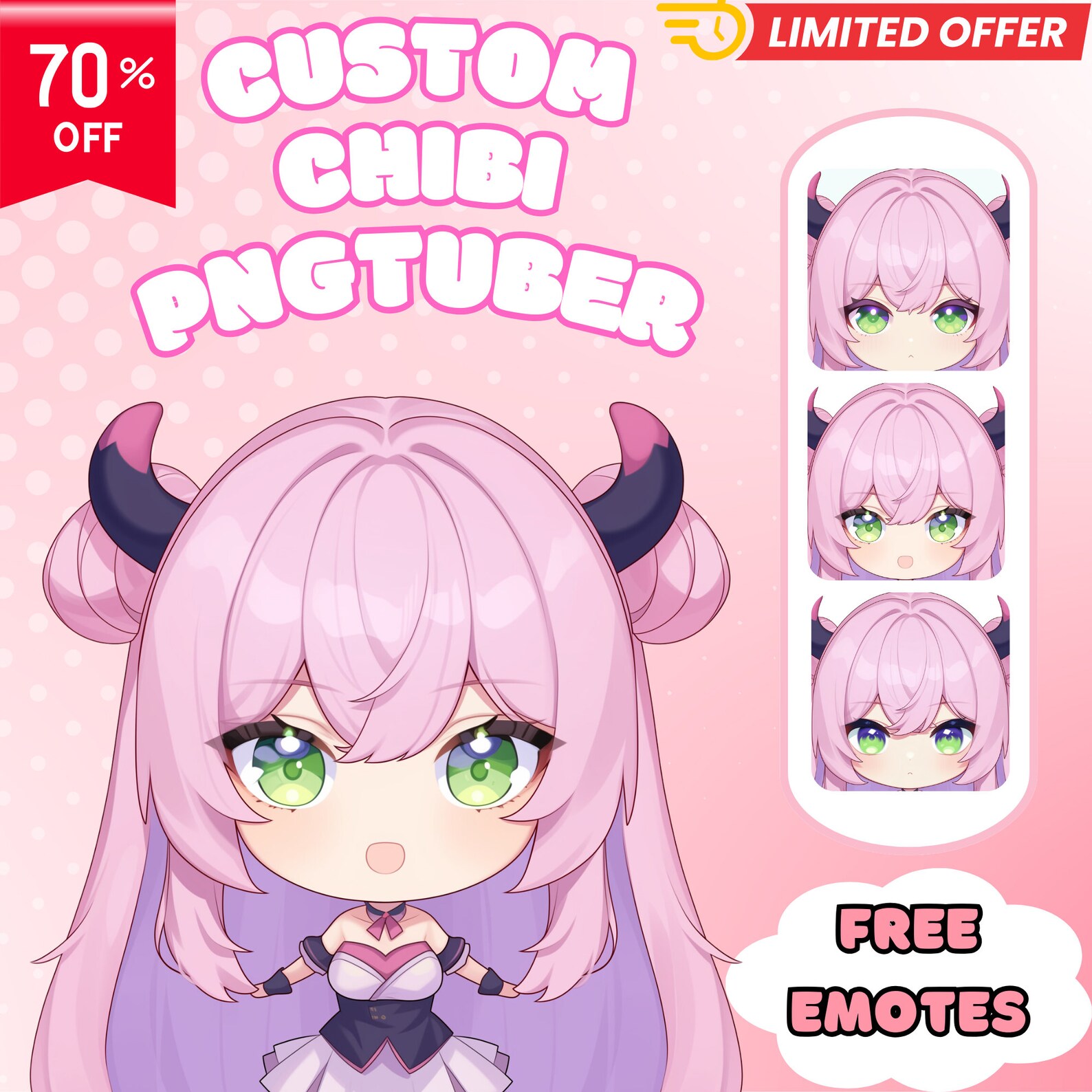 Custom Pngtuber Chibi Pngtuber Model Pngtuber Emotes Discord Twitch ...