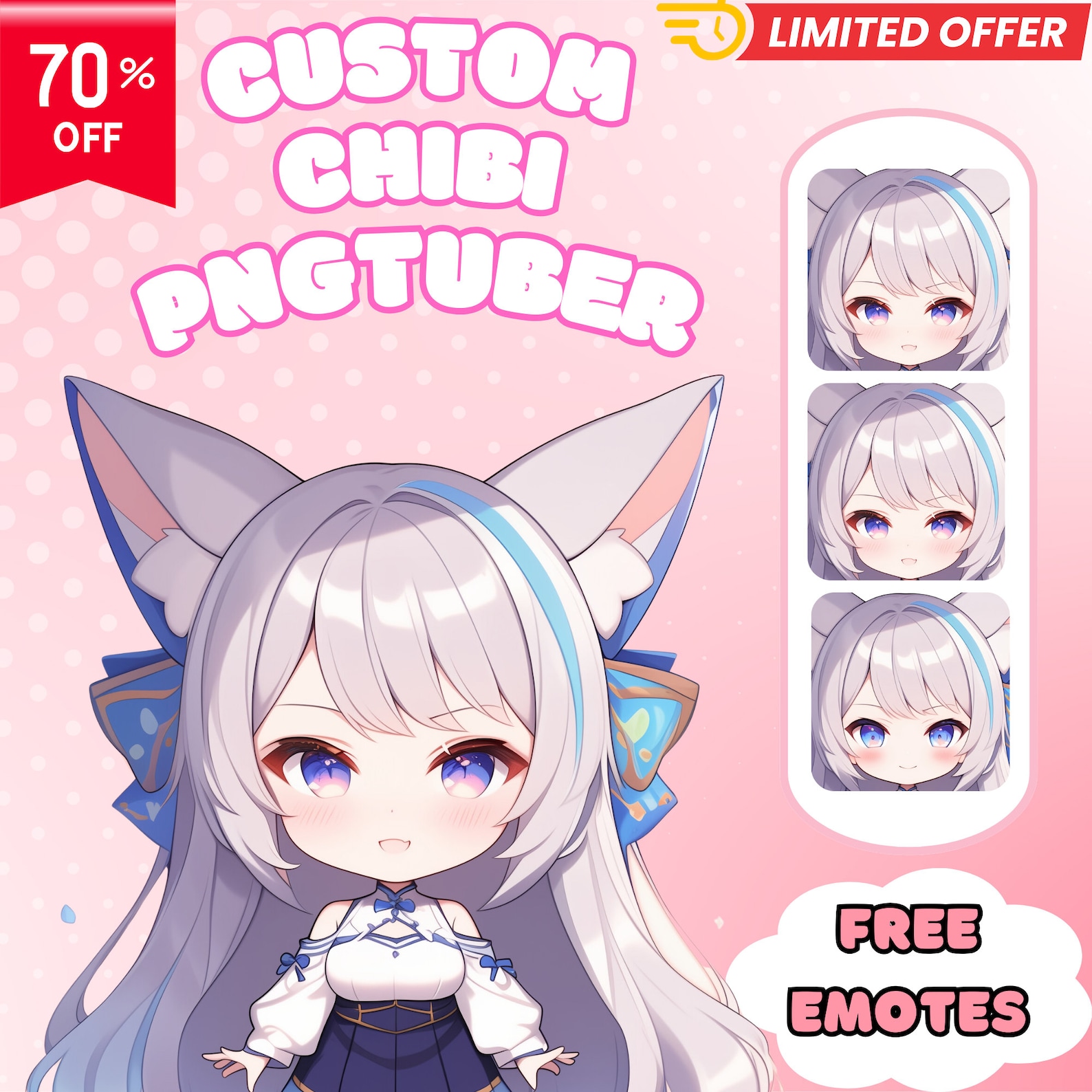 CUSTOM CHIBI PNGTUBER, Cute Chibi Pngtuber, Chibi Pngtuber Model, Chibi ...