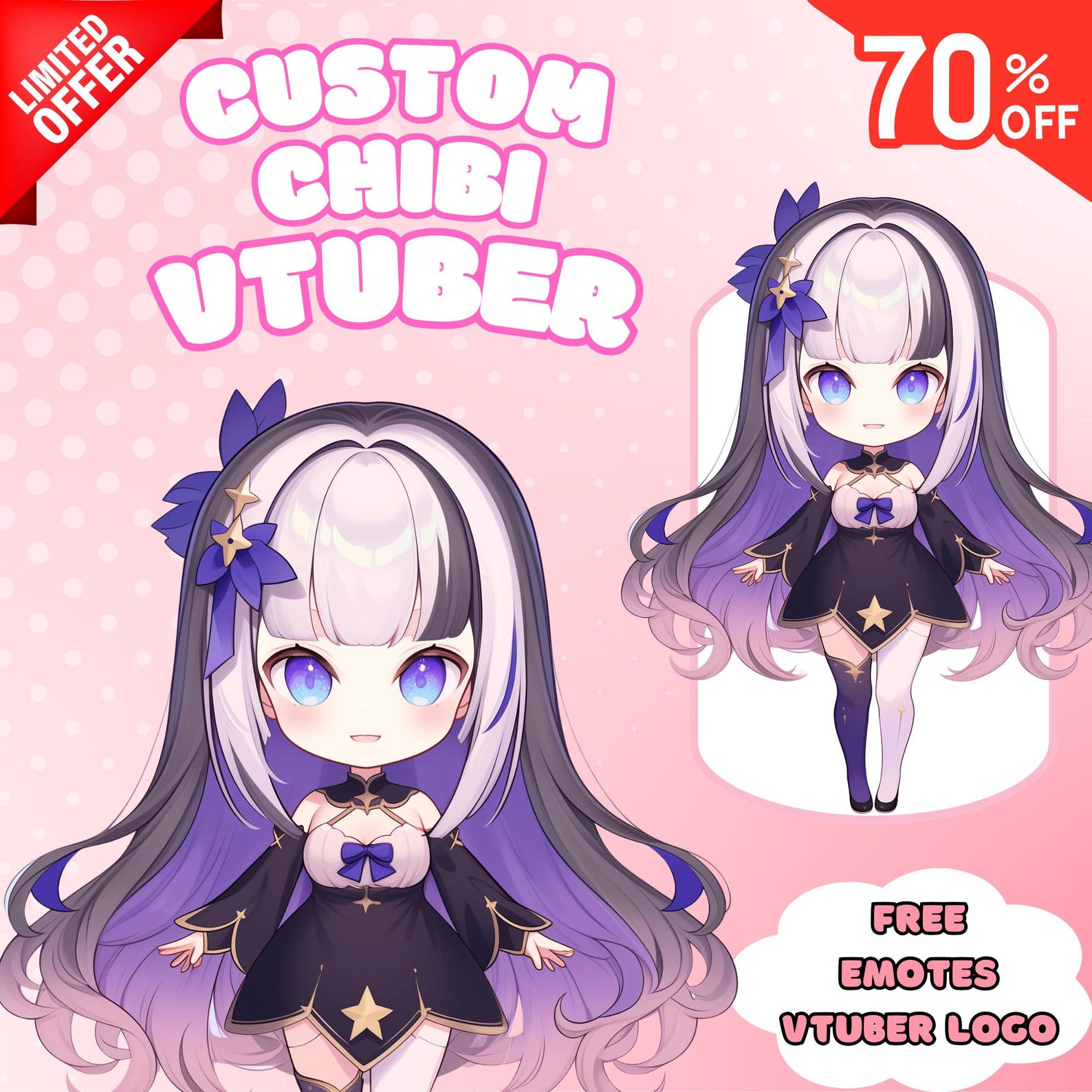 Custom Chibi Vtuber for Commercial Use, Customizable Live2d Art, Vtuber ...