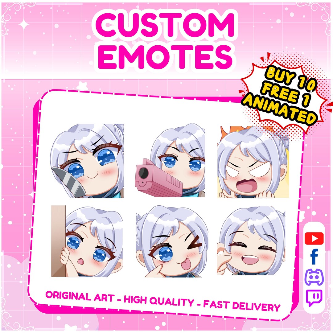 Custom Animated Twitch & Kick Emotes | Chibi Anime Style Gifs | Sub ...