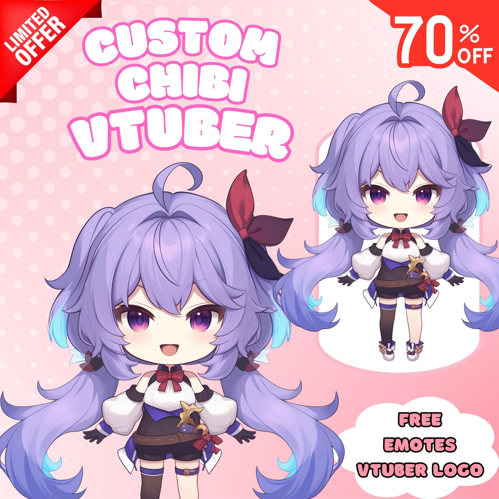 Custom Chibi Vtuber for Commercial Use, Customizable Live2d Art, Vtuber ...