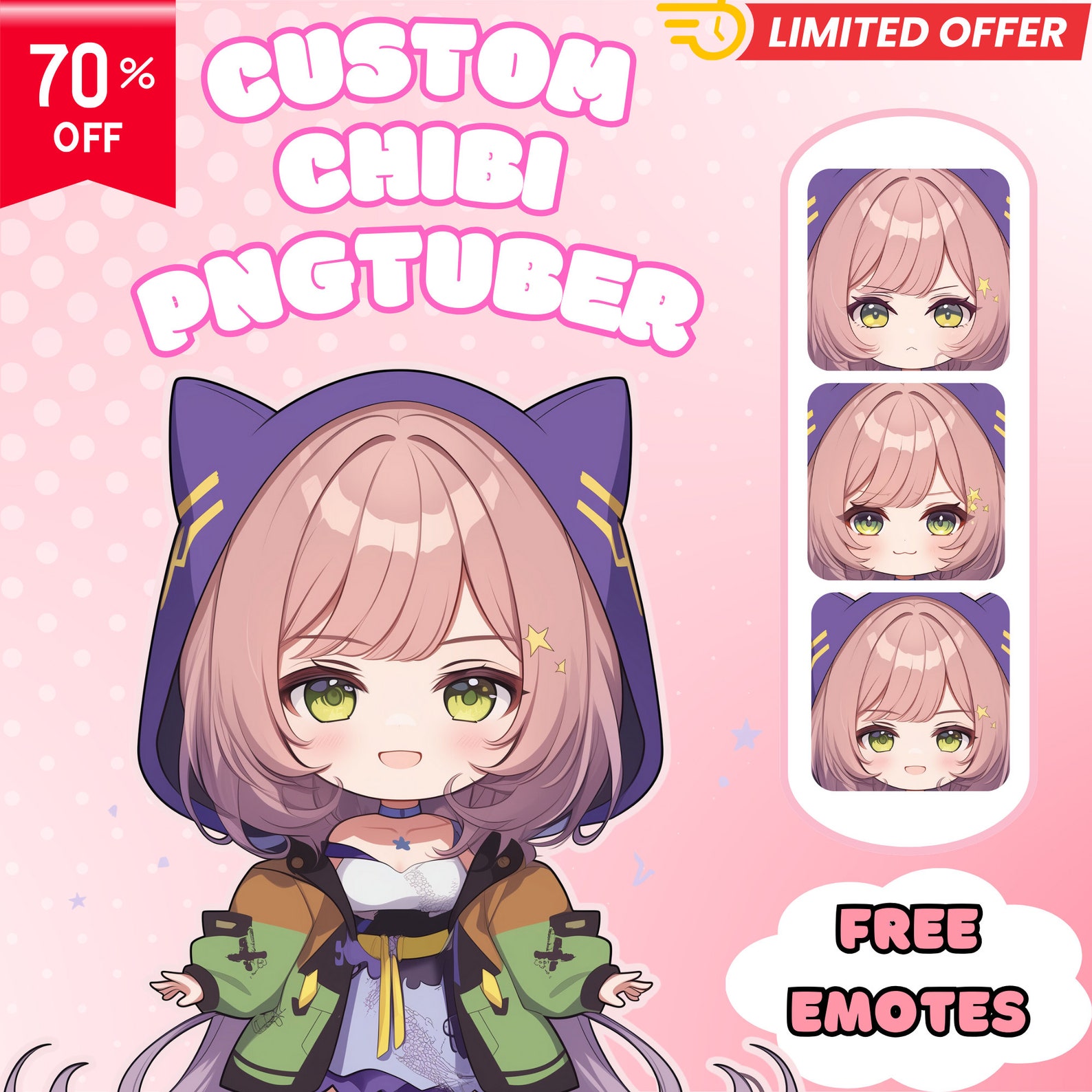 CUSTOM CHIBI PNGTUBER, Cute Chibi Pngtuber, Chibi Pngtuber Model, Chibi ...