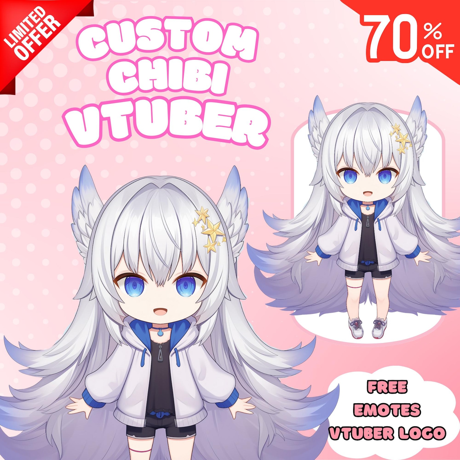Custom Chibi Vtuber for Commercial Use, Customizable Live2d Art, Vtuber ...