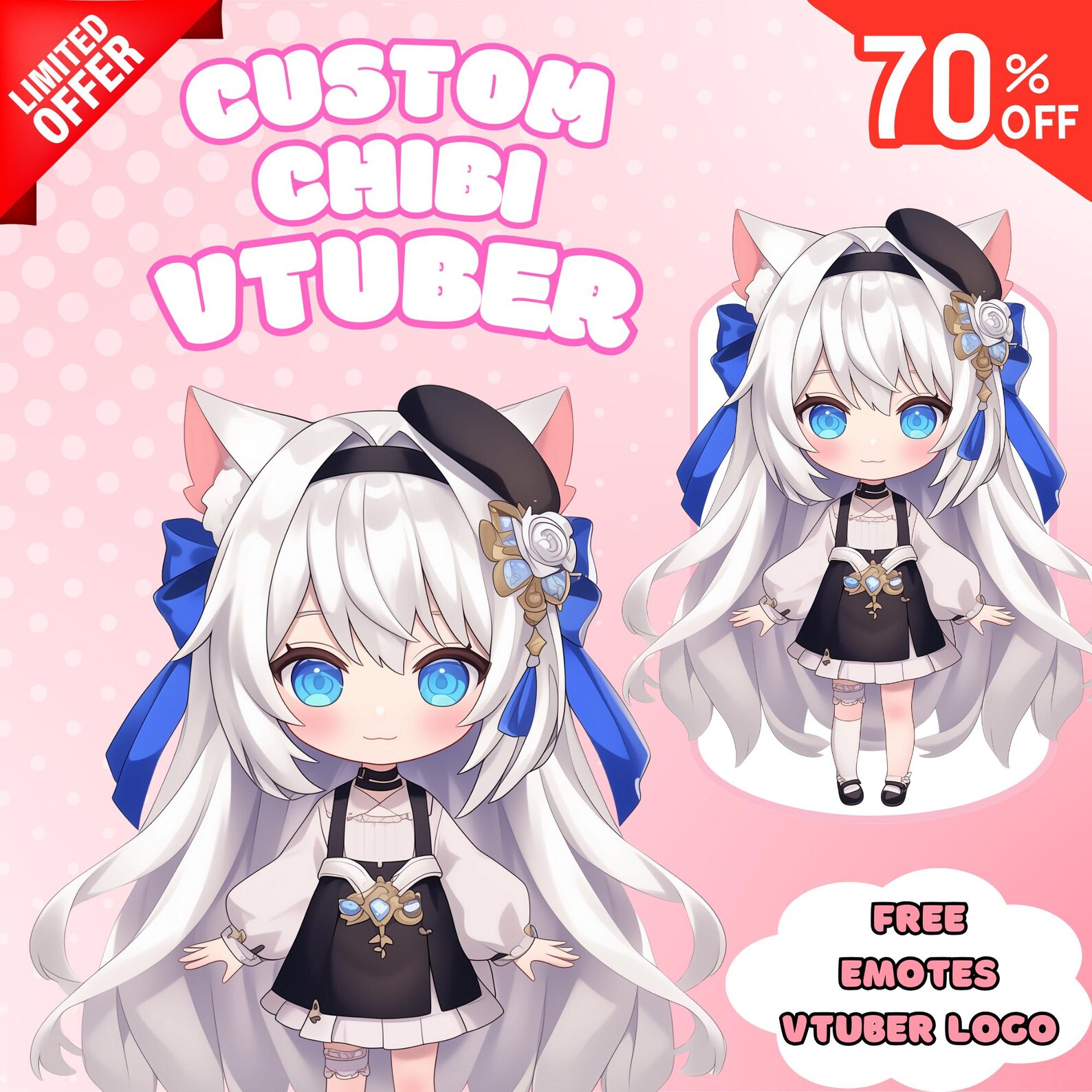 Custom Chibi Vtuber for Commercial Use, Customizable Live2d Art, Vtuber ...
