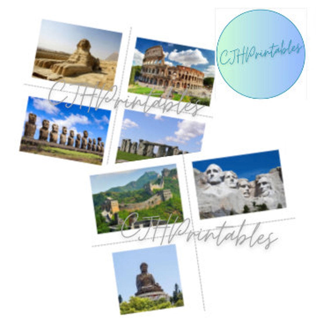 Printable World Landmark Cards - Etsy