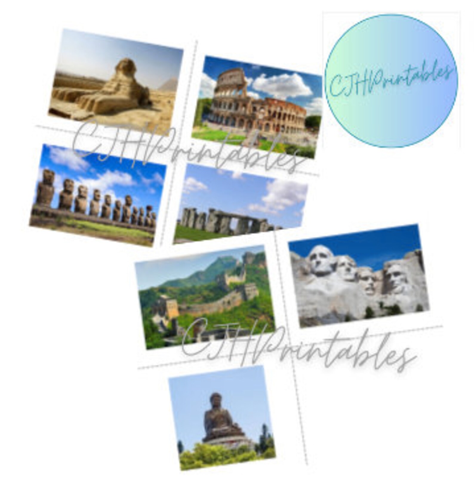 Printable World Landmark Cards - Etsy