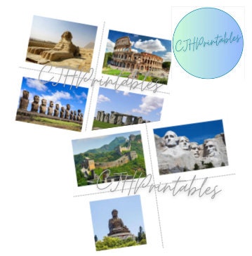 Printable World Landmark Cards - Etsy