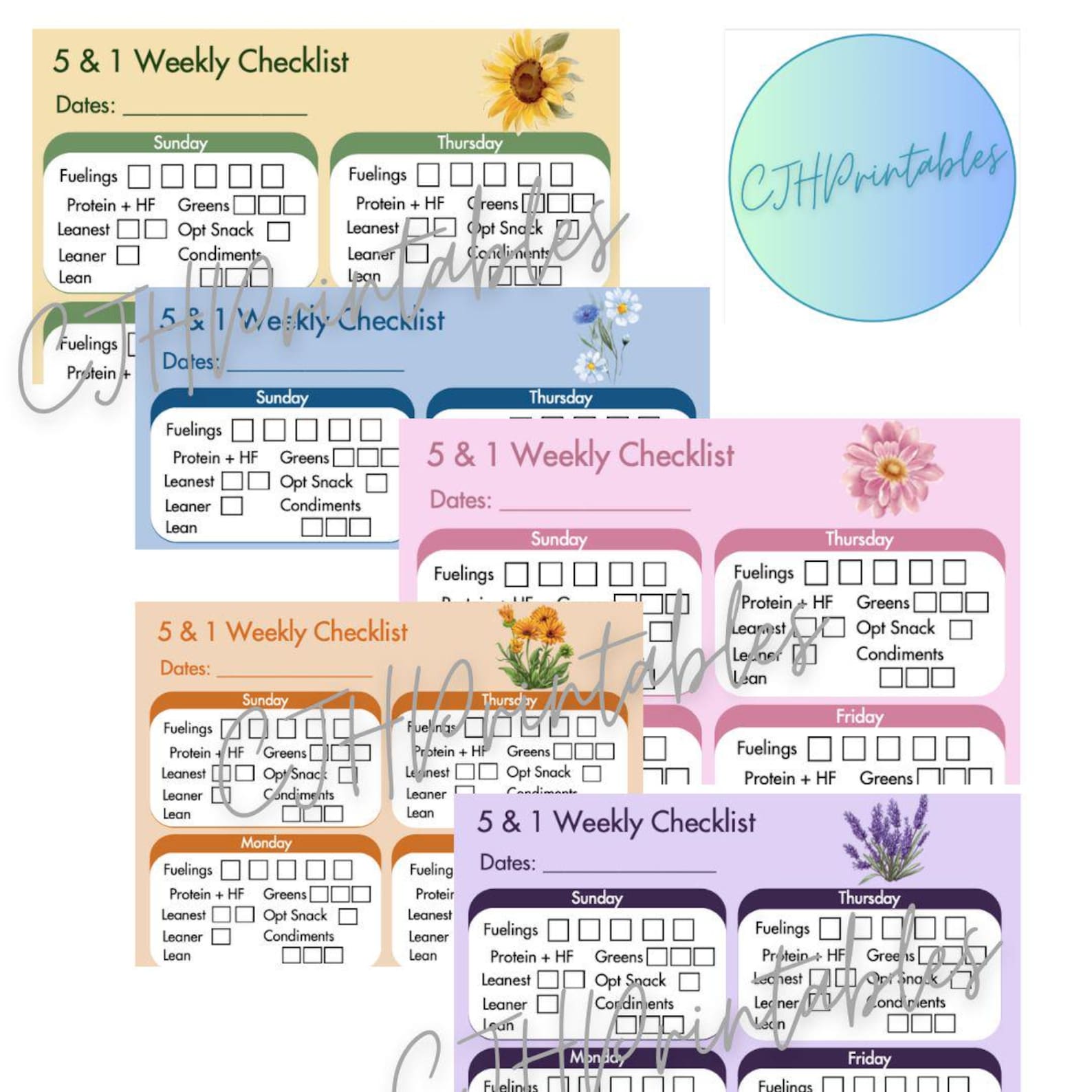 Optavia 5 & 1 Weekly Tracker - Etsy