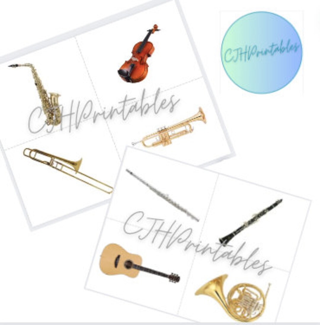 Printable Instrument Cards- 4 Cards per Page - Etsy