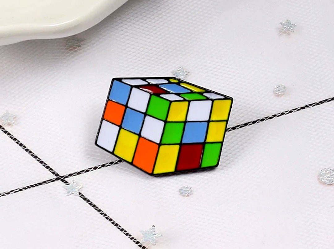 Retro Rubik's Cube Enamel Pin Vintage Puzzle Badge Lapel Pin Rubiks Cube Pin Rubik Cube Brooch ...