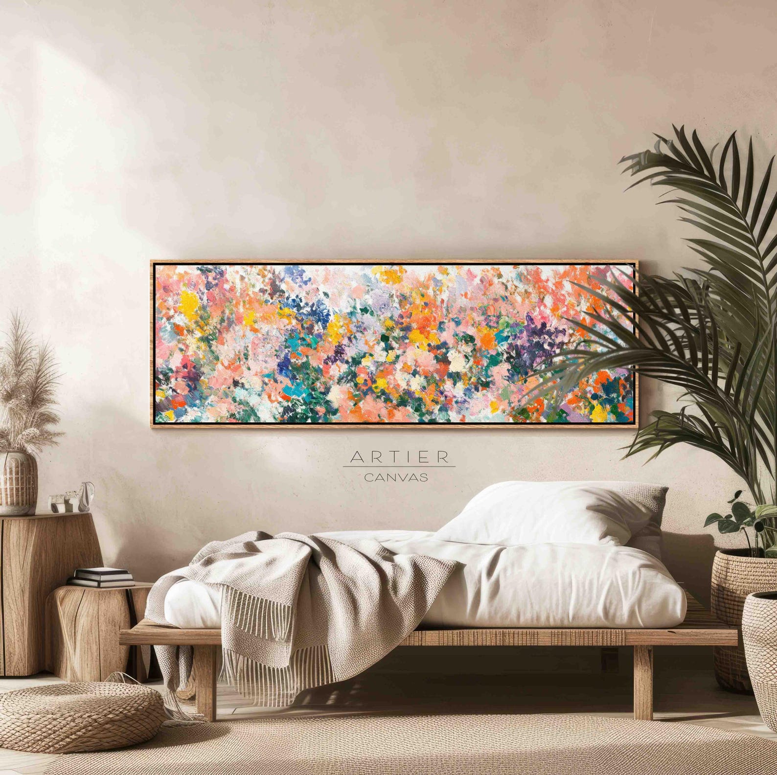Abstract Floral Canvas Print: Long Horizontal Framed Wall Art - Etsy