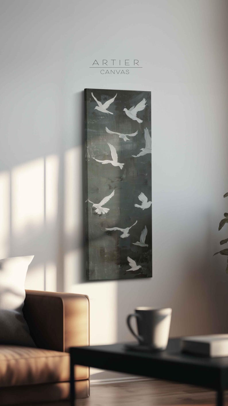 Vertical Birds at Night Canvas Print: Framed Sky View Wall Art - Etsy