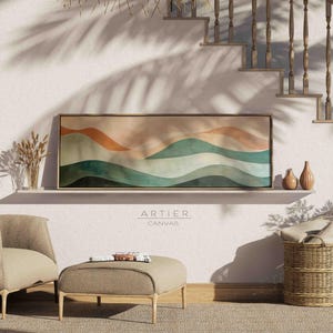 Modern Abstract Landscape Canvas Wall Art Print, Long Horizontal Framed ...