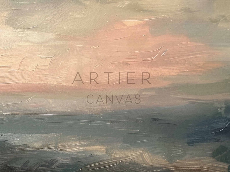 Abstract Sunset Landscape Canvas Print: Long Panoramic Framed Wall Art ...