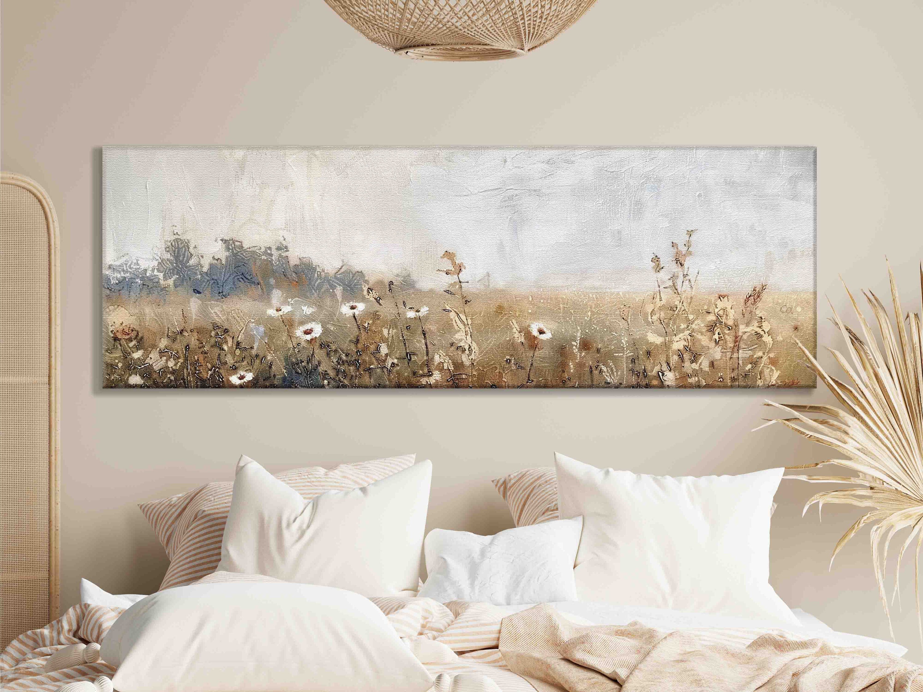 Spring Meadow Landscape Canvas Print, Wildflowers Field Framed Canvas ...