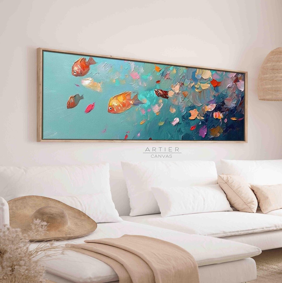 Abstract Fish Canvas Print: Panoramic Sea Animal Wall Art - Etsy