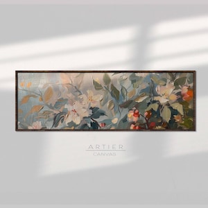 Panoramic Floral Framed Canvas Wall Art Print, Long Horizontal ...
