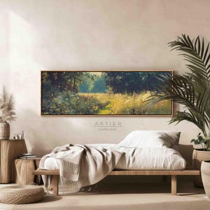 Vintage Spring Meadow Forest Landscape Wall Art, Long Horizontal ...