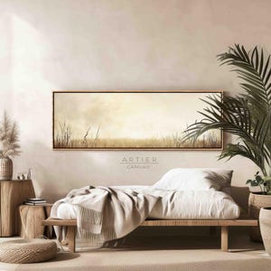 Long Horizontal Country Grass Landscape Wall Art, Vintage Field Canvas ...