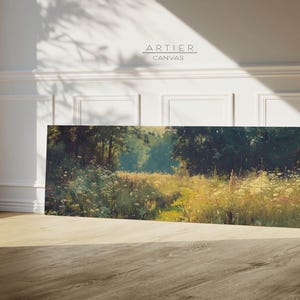 Vintage Spring Meadow Forest Landscape Wall Art, Long Horizontal ...