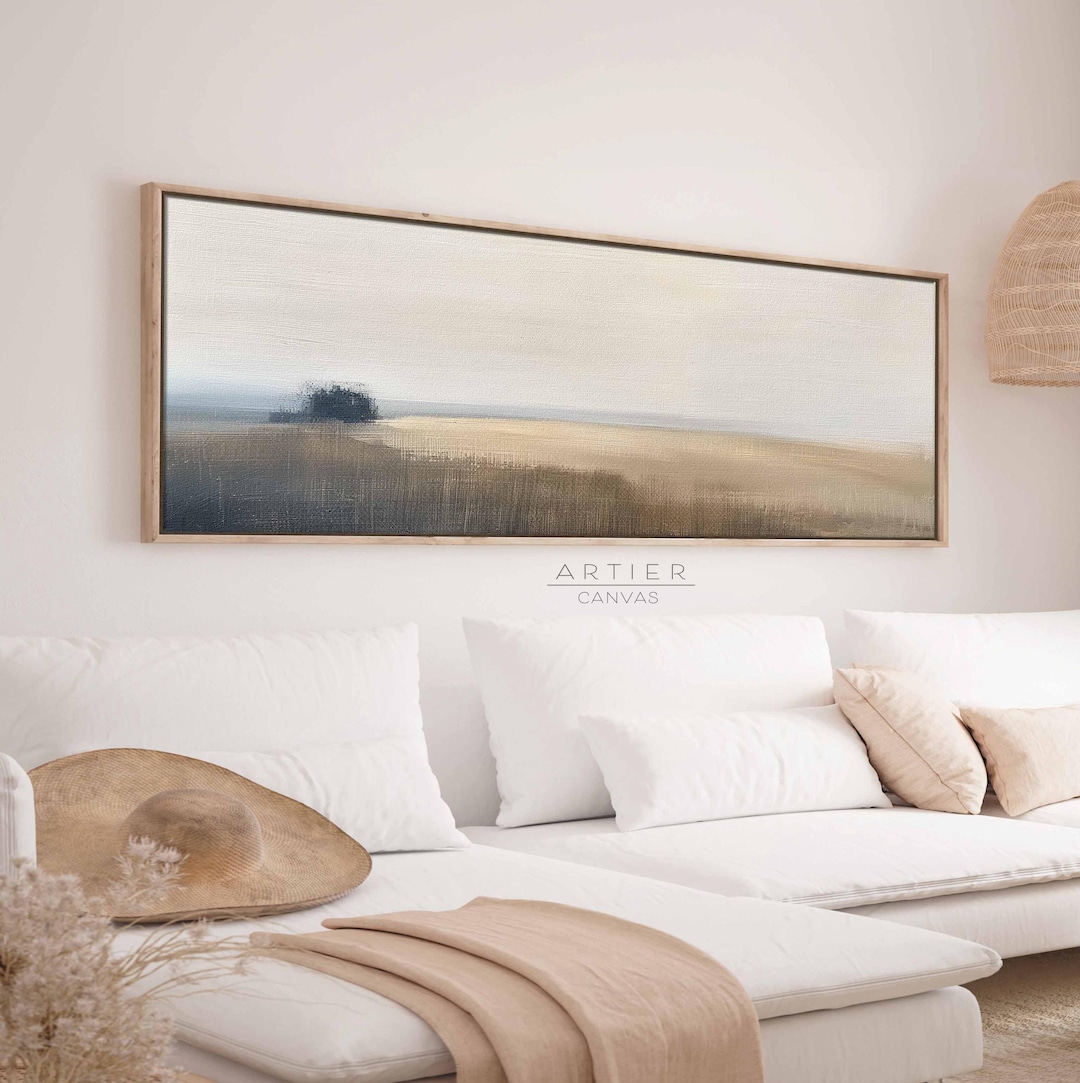 Abstract Tree Landscape Canvas Print, Long Horizontal Framed Wall Art ...