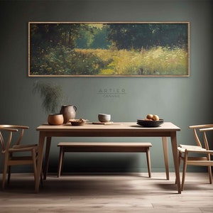 Vintage Spring Meadow Forest Landscape Wall Art, Long Horizontal ...